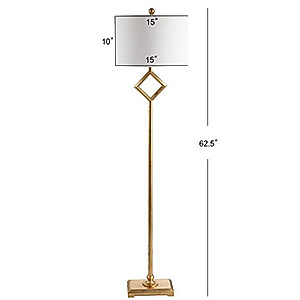 JONATHAN Y JYL3064A Juno 62.5" Metal LED Floor Lamp, Contemporary, Modern, Transitional, Office, Living Room, Family Room, Dining Room, Bedroom, Hallway, Foyer, Gold Leaf