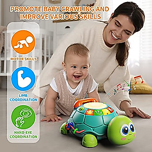 Letapapa Baby Toys 6 to 12 Months, Crawling Baby Toy for 12-18 Months, Musical Turtle Toy with Light & Sound, Educational Toy Birthday Easter Gift for Infant 3 4 5 6-12-18 Month 1 2 Year Old Baby
