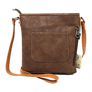 American Bling Concealed Gun Messenger Purse Wallet Set Tooling Patchwork Coffee, Medium