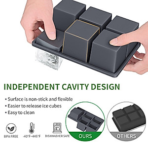 Large Ice Cube Tray for Whiskey: FDDBI Big Square Ice Cube Maker for Cocktail - 2Pack Silicone Old Fashioned Ice Cube Trays - 2inch Huge Cubed Ice Trays for Whisky