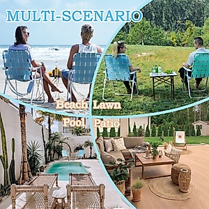 #WEJOY 2 Packs Extra Wide Aluminum Foldable Beach Chairs, High Back, Arm Rest, Lightweight, Portable, Blue