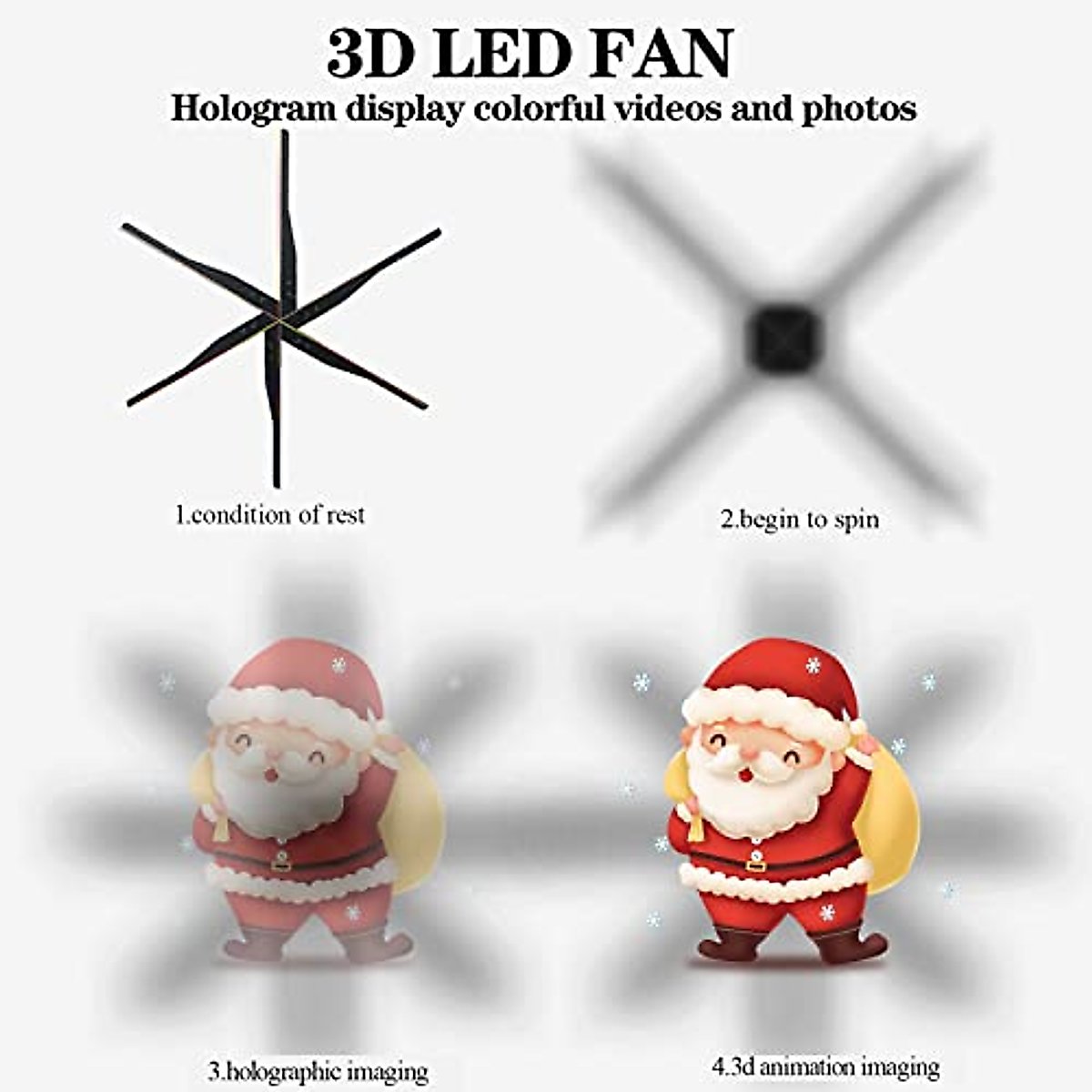 3D Hologram Fan Projector Display with APP, Trade Show Display 616PCS LED Beads, Four-Axis and High Transmission Speed, 3D Holographic Fan Uploaded by iOS and Android 27.5 inch