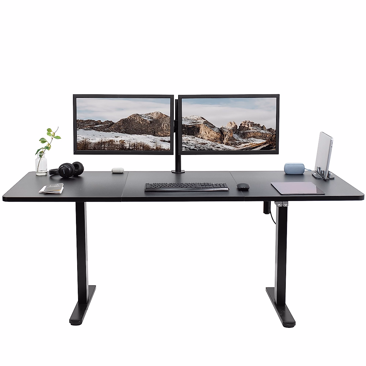 VIVO Electric 71 x 30 inch Stand Up Desk, Height Adjustable, Black Top Black Frame, DESK-KIT-0B7B