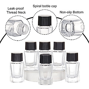 BENECREAT 12Pcs 15ml Heavy Duty Glass Inkwell Jars with Black ABS Plastic Caps, 6Pcs Plastic Droppers, 4Pcs Plastic Funnels for Ink Liquid