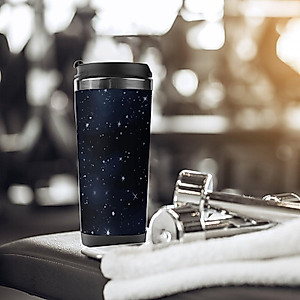 Travel Coffee Mug Stainless Steel Travel Mug Insulated Coffee Cup with Lid Stars in Night Sky Car Thermos Cups Double Walled Coffee Tumbler for Iced And Hot Drinks