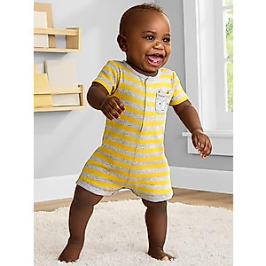 Simple Joys by Carter's unisex-baby Boys' 3-Pack Snap-Up Romper, Dinosaur/Rhino/Shark, 3-6 Months