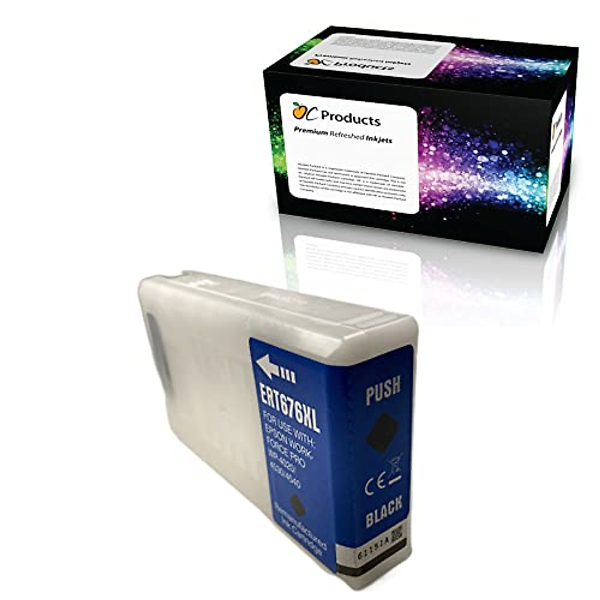 OCProducts Remanufactured Ink Cartridge Replacement for Epson 676XL Black for Workforce Pro WP-4010 WP-4020 WP-4023 WP-4090 WP-4520 WP-4530 WP-4540 WP-4590, OCT676XLBK