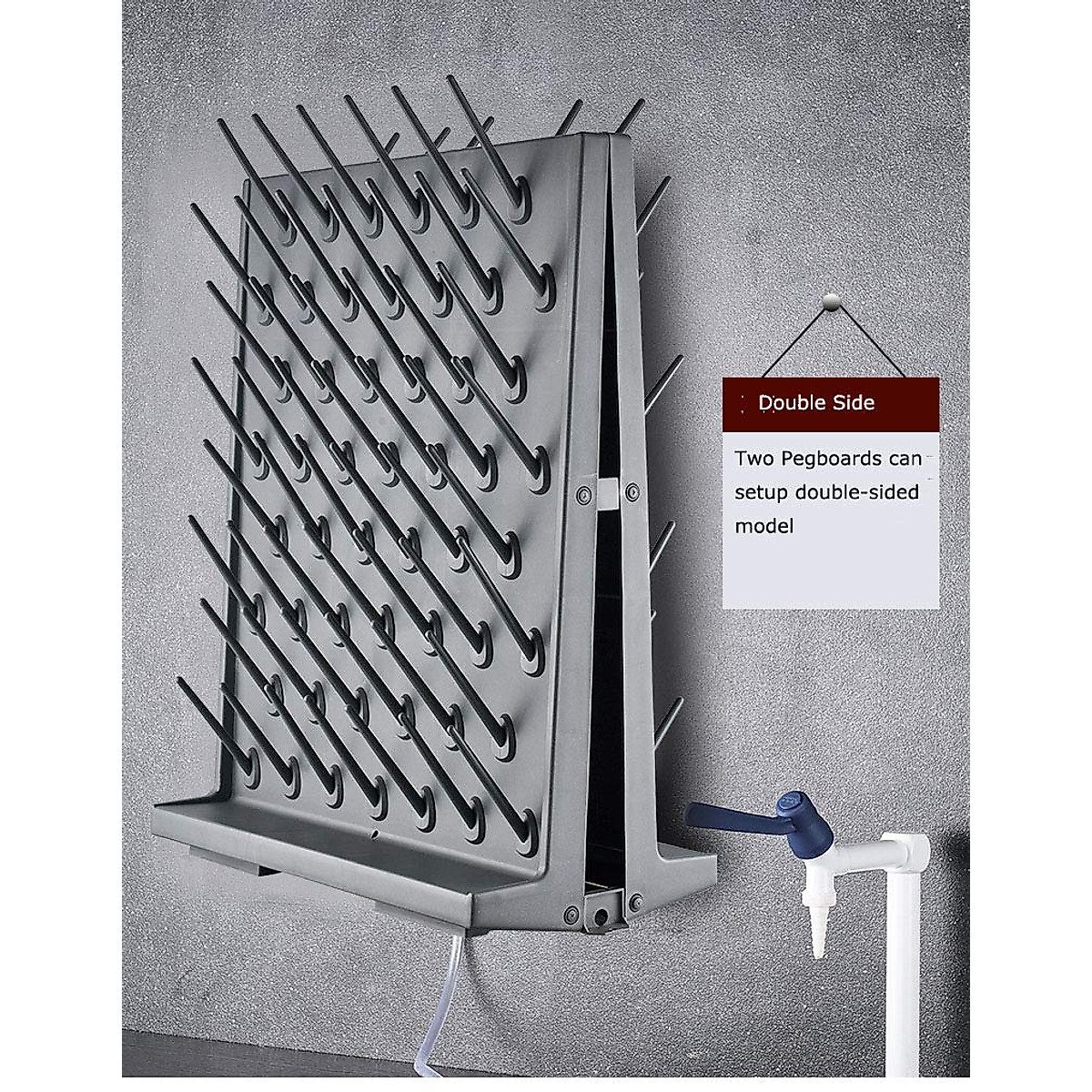 FSYD Black 52 Pegs Lab Supply Drying Rack, Pegboard Bench-top/Wall-Mount Laboratory Glassware 52 Detachable PegsLab Drying Draining Rack Cleaning Equipment