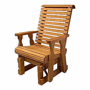 Amish Casual Heavy Duty 600 Lb Roll Back High Back Treated Glider Chair (Cedar Stain)