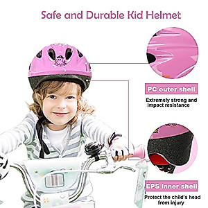 KAMUGO Kids Bike Helmets, Toddle Helmet for Ages 2-7 Boys Girls, Adjustable Multi-Sport Skating Scooter Bicycle Helmet with Cartoon Designs