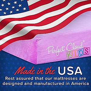 Perfect Cloud Made in The USA Kids Plush 7-inch Memory Foam Twin Mattress, Shredded Foam Pillow, and Teddy Bear for Day/Trundle/Bunk Bed - (Pink)