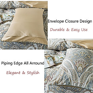 FADFAY Paisley Duvet Cover Set Queen Classic Boho Paisley Bedding Exotic Bohemian Paisley Quilt Cover 800 Thread Count 100% Egyptian Cotton Comforter Cover with Hidden Zipper Closure 3Pcs, Queen Size