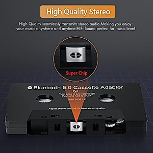 Kedok Audio Cassette Aux Adapter, Bluetooth 5.0 Cassette Receiver,Cassette Tape to Aux Adapter,Tape Audio Adapter, Tape Desk Player for Listening Mobile Phone Music and Car Voice,Hands Free