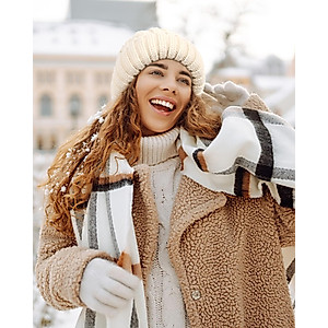 Camptrace Beanies Women Winter Hats for Women Fleece Lined Cable Knit Hat Warm Winter Snow Ski Skull Cap Black