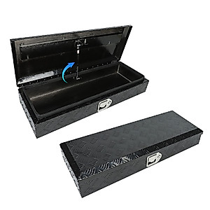 TYFYB 34.5X12.75X6.4 Inch Black Aluminum Heavy Duty Pick-Up Truck Bed 5 Bar Tread Tool Box Trailer Storage Tool Box RV Storage Organizer,Underbed Tools Organizer With Lock & Keys (34.5"X12.75"X6.4")