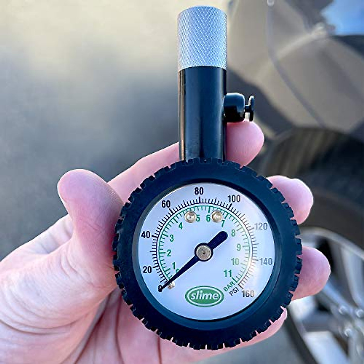 Slime 20491 Tire Pressure Gauge, Elite High Pressure Dial Gauge, Airlock Technology, Analog, 10-160 psi
