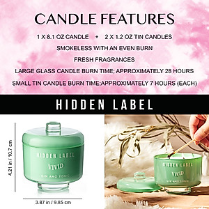 Hidden Label Scented Candles, Soy Candles for Home Gin and Tonic 2 Wicks 8.1oz Vivid Collection, Candle Set Gifts for Women Birthday Valentines Day Mothers Day Christmas