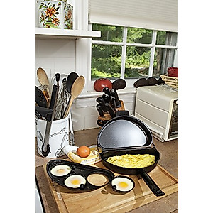 Fox Run Non-Stick Omelette Pan with Egg Poacher Set, 11.25 x 9.5 x 2.5 inches, Metallic