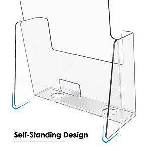 MaxGear Acrylic Brochure Holder 6 x 9 Inches, Clear Literature Holder Acrylic Countertop Organizer Plastic Flyer Display Stand Clear Bi-fold Magazine Holder for Pamphlet, Booklet, Menu, 2 Pack