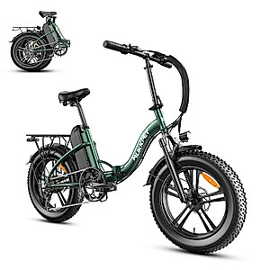 Mukkpet Electric Bike for Adults, Ebike, Foldable 20" x 4.0" Fat Tire Step-Thru Electric Bicycle for Men Women with Peak 750W Motor, 48V 13AH Removable Battery and Dual Shock Absorber