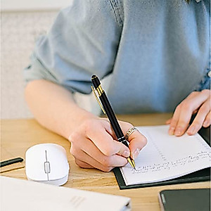 LINFANC 12 Pack Black Gold Ballpoint Pen with Stylus Tip, 1.0 mm Black Ink Smooth Writing Pens, Metal Stylus Pens for Touch Screens