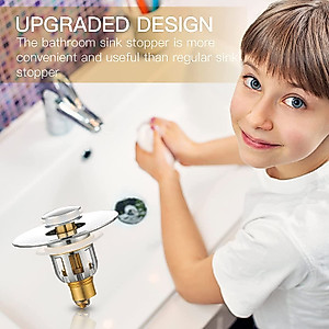 Bathroom Sink Drain Stopper, Pop Up Bathtub Sink Strainer with Anti-Clogging Basket, Hair Catcher for 1.02-1.96" Hole, 3 Pack