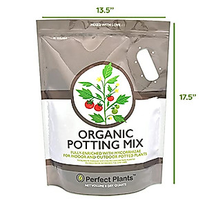 Organic Potting Mix by Perfect Plants for All Plant Types - 8qts for Indoor and Outdoor Use, Great for Veggies, Spices, and Holistic Herbs