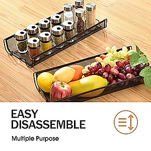 KINGRACK 4-Tier Slim Rolling Cart,Metal Utility Cart,Slide Out Storage Cart with Wooden Tabletop and Mesh Baskets for Narrow Space on Kitchen Bathroom Laundry Room Bedroom Apartments Dormitory, Black