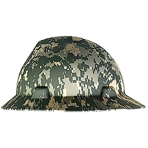 MSA 10104254 Freedom Series V-Gard Full-Brim Hard Hat With Fas-Trac III Ratchet Suspension, Polyethylene Shell, Self Adjusting Crown Straps - Standard Size in American Camouflage
