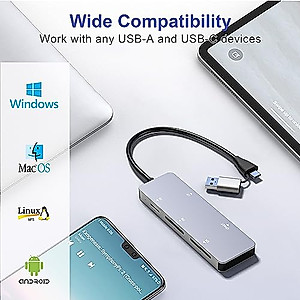 CFast Card Reader, USB 3.0 USB C CFast 2.0 Card Reader, 5Gbps Aluminum CFast Memory Card Adapter for SanDisk, Lexar, Transcend, Sony Card, Read 5 Cards Simultaneously for CFast/CF/SD/TF/XD Card