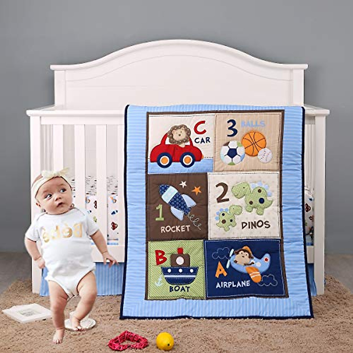 Brandream Boys Fire Truck Pillow & 3Pcs Cars Baby Crib Bedding Set