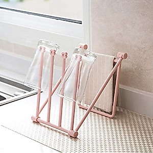 IKAAR Towel Rack Plastic Hand Towel Holder for Bathroom Kitchen Foldable Free Standing Hand Towel Racks Towel Hanger Pack of 2 (Blue + Pink)