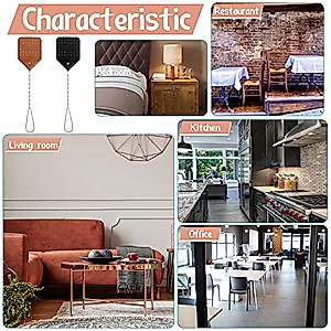 8 Pack 17" Leather Fly Swatter Manual Heavy Duty Flyswatter with Long Handle Rustic Wasp Swatter for Kitchen Home Indoor Outdoor Flies (Black, Brown, Metal Handle)