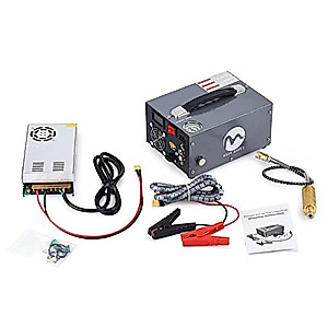 PCP Air Compressor with Built-in Power Adapter,Auto-shutoff,Oil &Water-Free, 4500Psi/30Mpa-5000Psi/35Mpa, Power by 110V /220V AC or 12V DC For Air Gun, Paintball/Scuba Tank,SUV Tires (PCP-AC-MA)