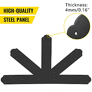 VEVOR Gable Plate, Black Powder-Coated Truss Connector Plates, 12:12 Pitch Gable Bracket, 4 mm / 0.16" Steel Truss Nail Plates, Decorative Gable Plate with Bolts for Wooden Beam Use