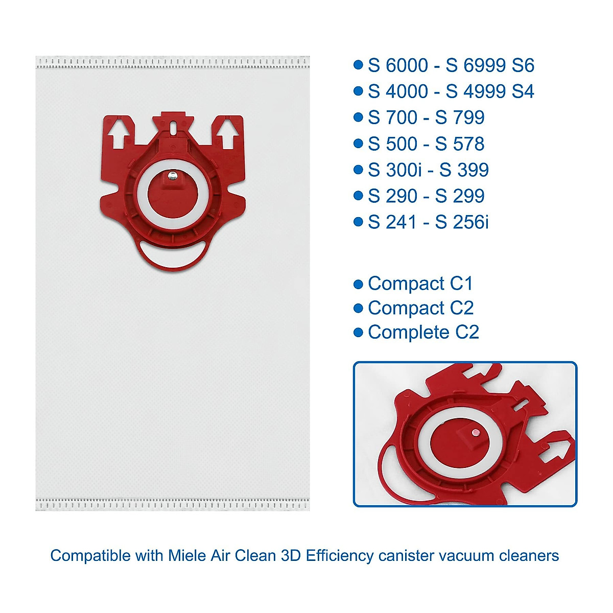 12 Pack FJM Vacuum Bags Compatible with Miele FJM Bags AirClean 3D Efficiency Vacuum Cleaner, Include 4 Pair Pre-Motor and Post-Motor Filters