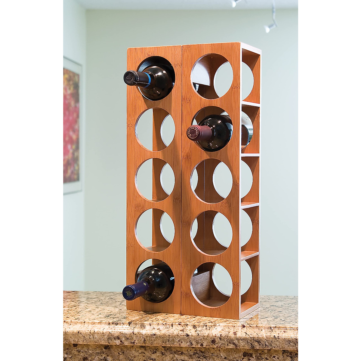 Lipper International 8305 Bamboo Wood Stackable 5-Bottle Wine Rack, 20-3/4" x 5-3/8" x 4-3/4"