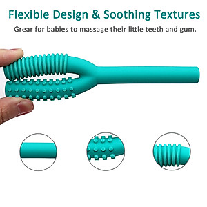 Teether Tubes for Babies 3-6 Months, 3 Pack Silicone Hollow Chew Tube Toy for Autistic Children, Y Shape Chewable Straw Baby Teether Toys for Infants Autism with Teething Nursing Biting Chewing