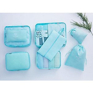 7 Pcs Travel Packing organizer and Packing Cubes for Suitcase with Essencial Travel Bags (PINK)