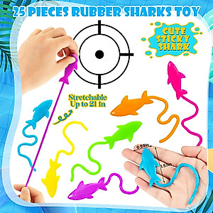 HLARTNET 25 PCS Sticky Shark Toys for Kids, Stretchy Shark Gifts Bulk, Ocean Under Sea Themed Favors Goodie Bags Stuffer, Classroom Prizes Students Rewards