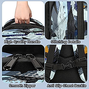 Grung Cool Shark Larger Student School Backpack, Durable Waterproof Travel Bag Daypack Laptop Bags College Bookbags with Reflective Strip