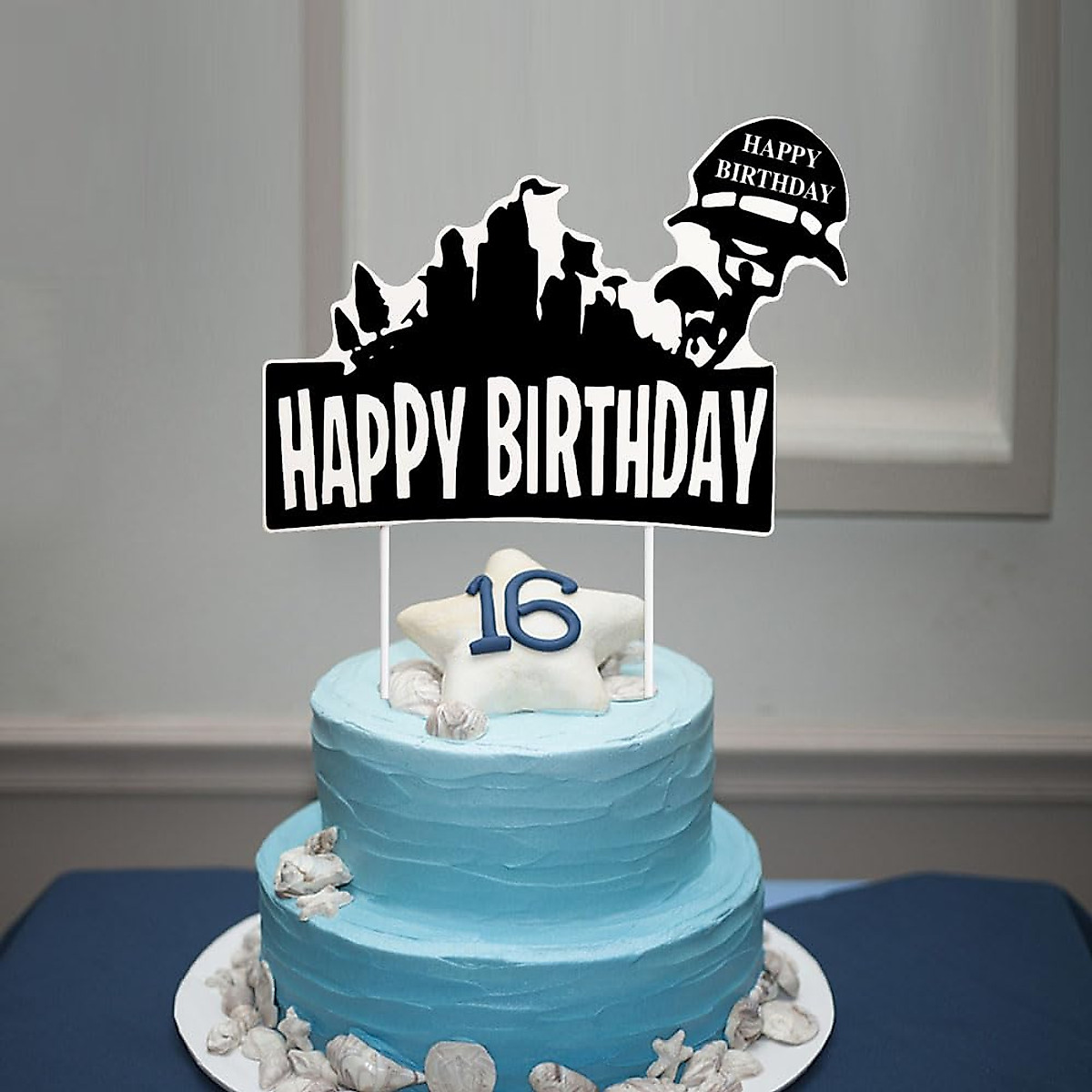 Auteby Happy Birthday Cake Topper - Video Game Birthday Party Cake Decorations Party Supplies