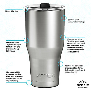 Arctic Tumblers | 30 oz Matte Black Insulated Tumbler with Straw & Cleaner - Retains Temperature up to 24hrs - Non-Spill Splash Proof Lid, Double Wall Vacuum Technology, BPA Free & Built to Last
