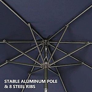Patio Tree Sunbrella 9Ft Aluminum Market Umbrella Outdoor Patio Table Umbrellas with Ventilation and 5 Years Non-Fading Sunbrella 100% Acrylic Fabric