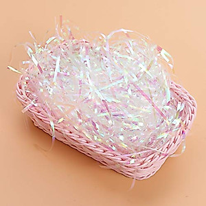 Milisten 20 Grams Iridescent Paper Shred Filler Sparkly Shredded Crinkle Paper for Gift Wrapping and Basket Filling 3MM