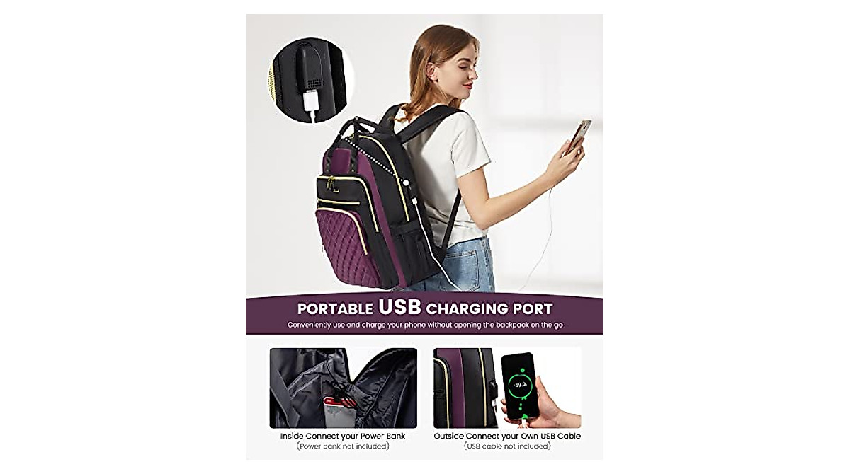 LOVEVOOK 17" Laptop Backpack with USB Port - Stylish & Functional