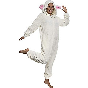 Funziez! Slim Fit Sherpa Adult Onesie - Animal Halloween Costume - Plush One Piece Cosplay Suit for Women and Men