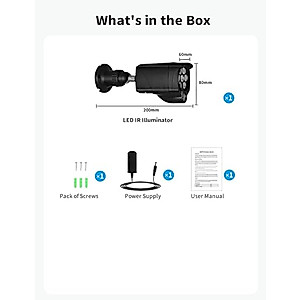 LONNKY LED IR Illuminator Wide Angle 8-LEDs 90 Degree 100Ft IR Infrared Flood Light for CCTV Security Cameras, IP Camera, Bullet Camera, Dome Camera, Suitable for Outdoor and Indoor Use