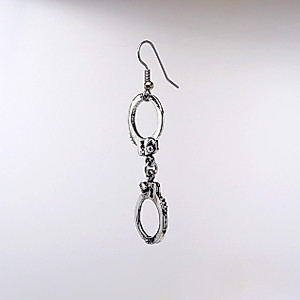 Handcuff Dangle Earrings Silver Finish Pewter On Fish Hook Earring Wires