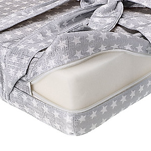 Sumnacon Chair Increasing Cushion - Baby Toddler Kids Infant Portable Dismountable Highchair Booster Cushion Washable Thick Chair Seat Cloth Strap (Grey Star)